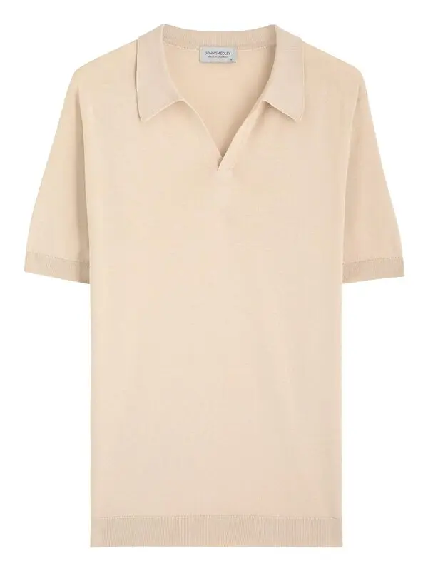 John Smedley Noah Wool Polo Shirt - Beige