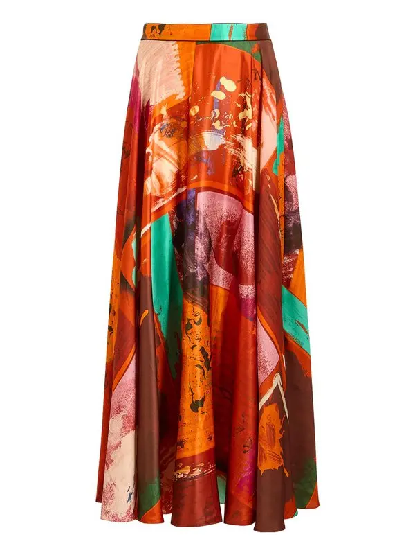 ROKSANDA Ameera Printed Satin Midi Skirt - Multi Print