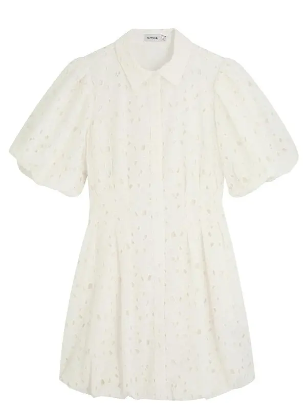 Simkhai Cleo Floral-embroidered Cotton Mini Dress - White