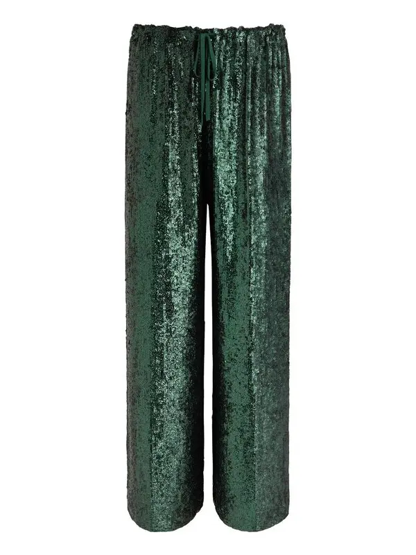 Dries Van Noten Sequin Embellished Trousers - Dark Green