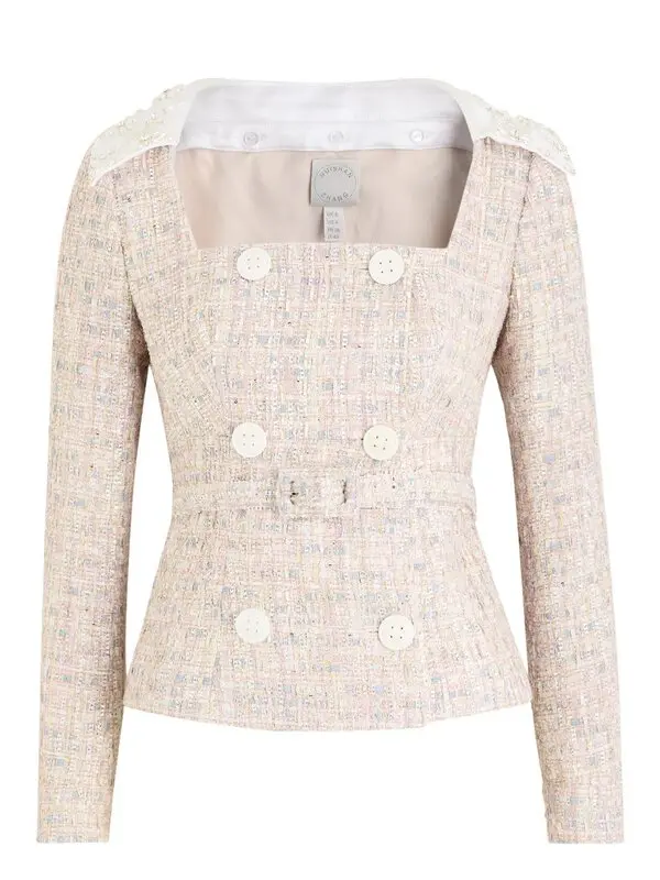 Huishan Zhang Metallic Tweed Jacket - Pink