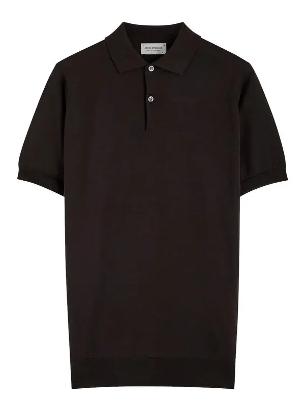John Smedley Payton Wool Polo Shirt - Brown