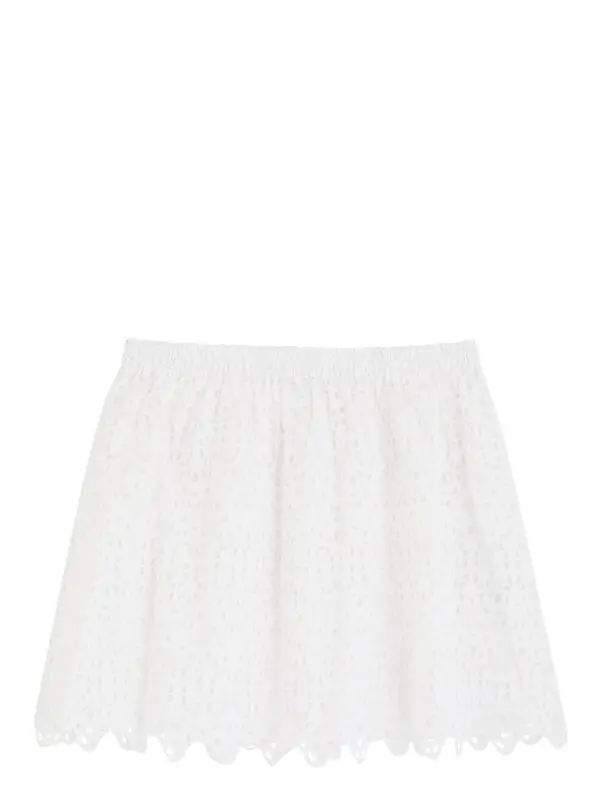 FRAME The Deco Eyelet-embroidered Cotton Mini Skirt - White