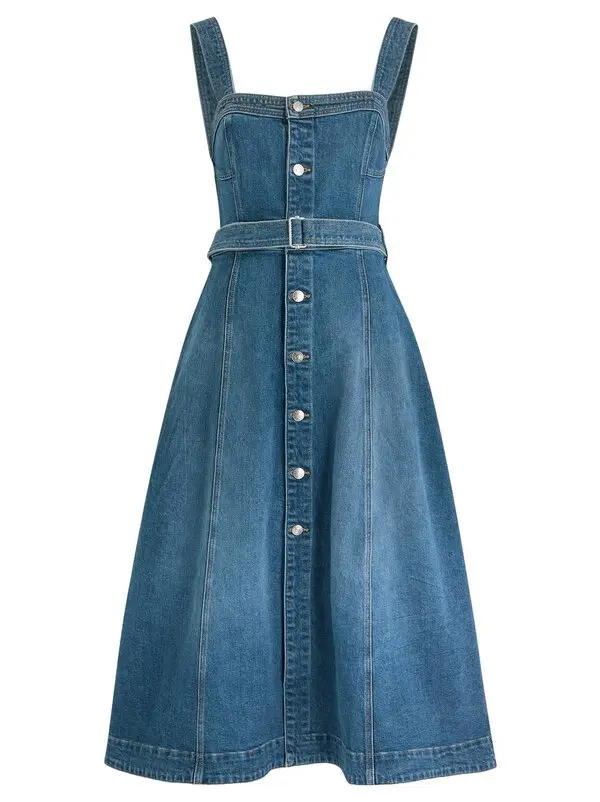 Simkhai Alba Panelled Stretch- Midi Dress - Denim