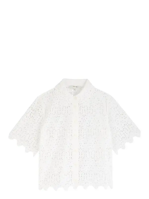 FRAME The Deco Eyelet-embroidered Cotton Blouse - White