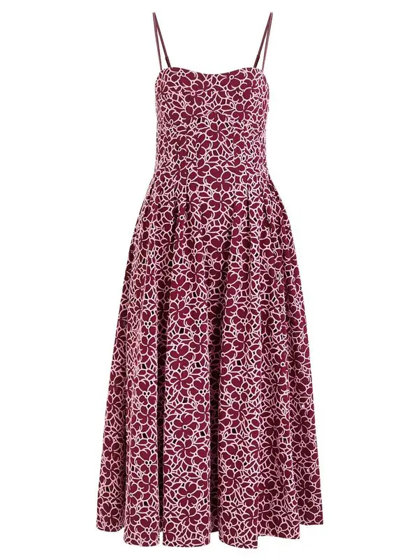 Simkhai Floral-embroidered Cotton Midi Dress - Pink