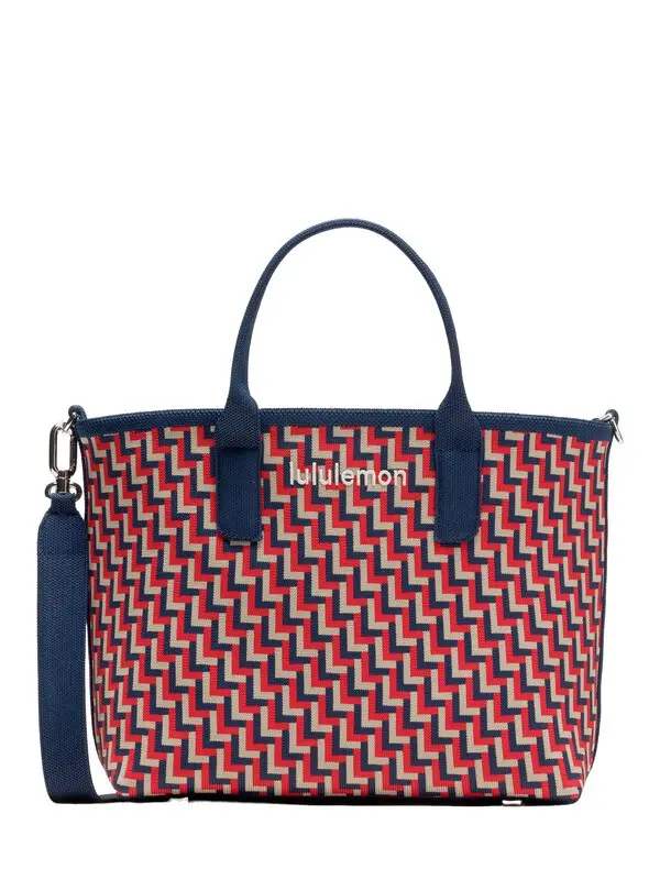 Lululemon Classic Knit Small Tote Bag - Club Blue/oxford Red/sheer Oak/silver