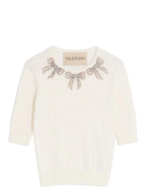 Valentino Garavani Embroidered Cotton Top - Ivory