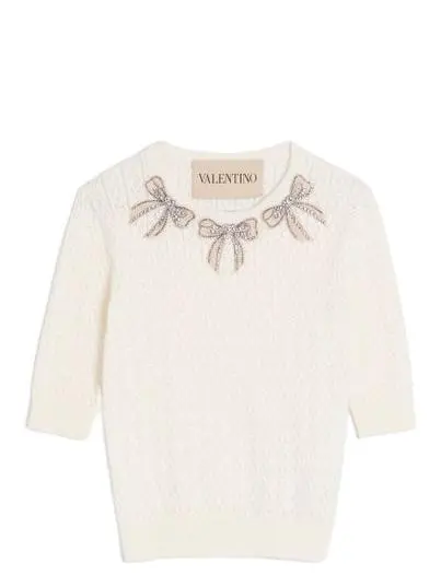 Valentino Garavani Embroidered Cotton Top - Ivory