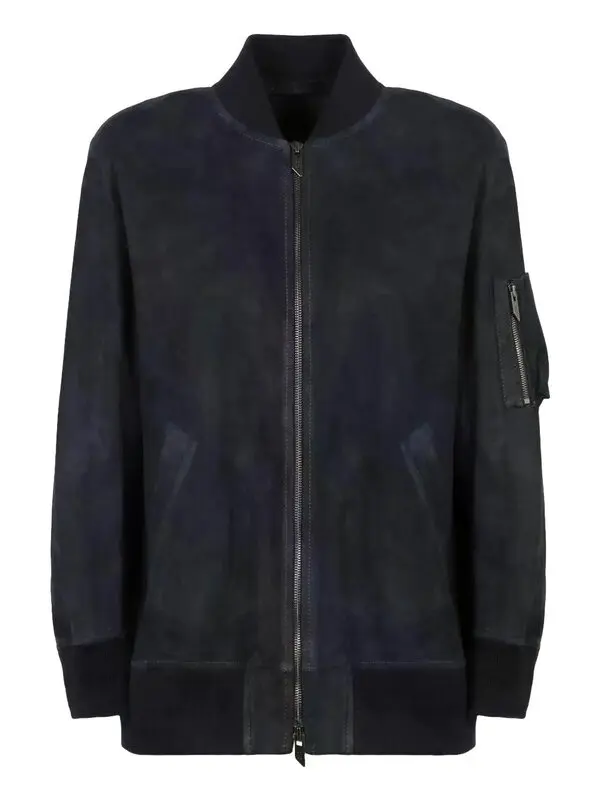 SALVATORE SANTORO Leather Bomber Jacket - Blue