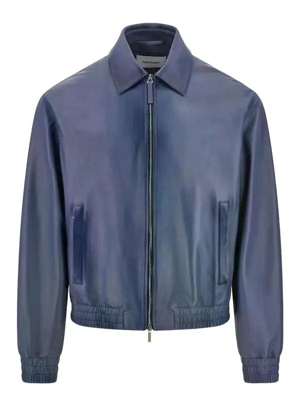 FERRAGAMO Leather Jacket - Blue