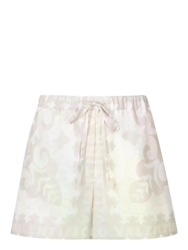 Valentino Garavani Geometric-print Drawstring Shorts - Neutrals