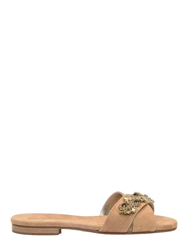 EMANUELA CARUSO CAPRI Crystal-embellished Flat Sandals - Brown