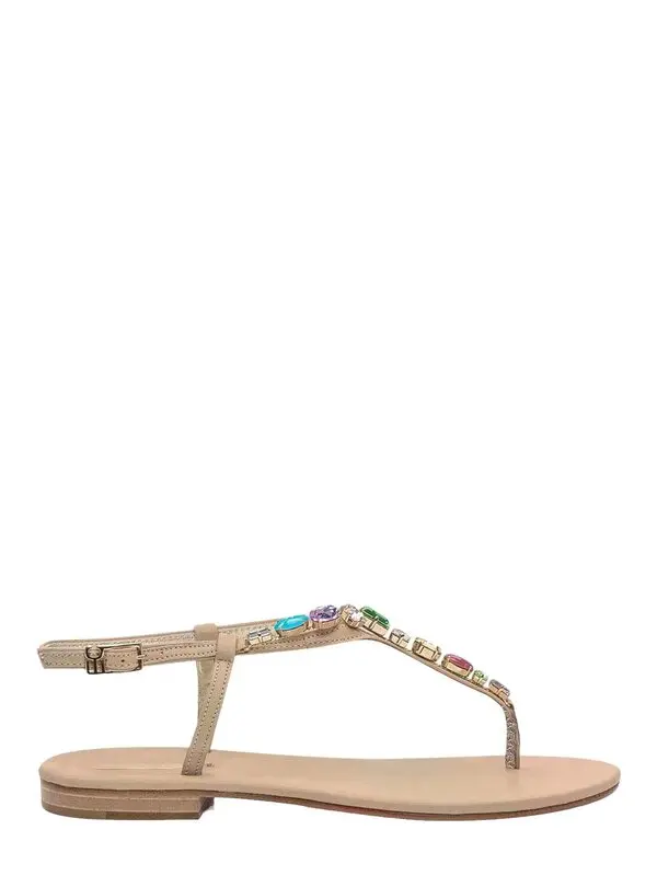 EMANUELA CARUSO CAPRI Crystal-embellished Flat Sandals - Neutrals