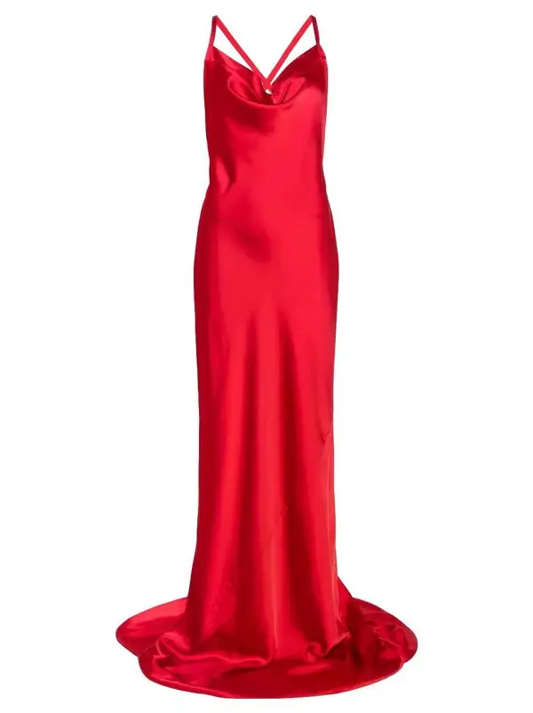 Norma Kamali Satin Gown Dress - Red