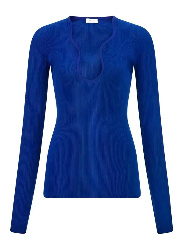 FERRAGAMO Ribbed Long-sleeve Top - Blue