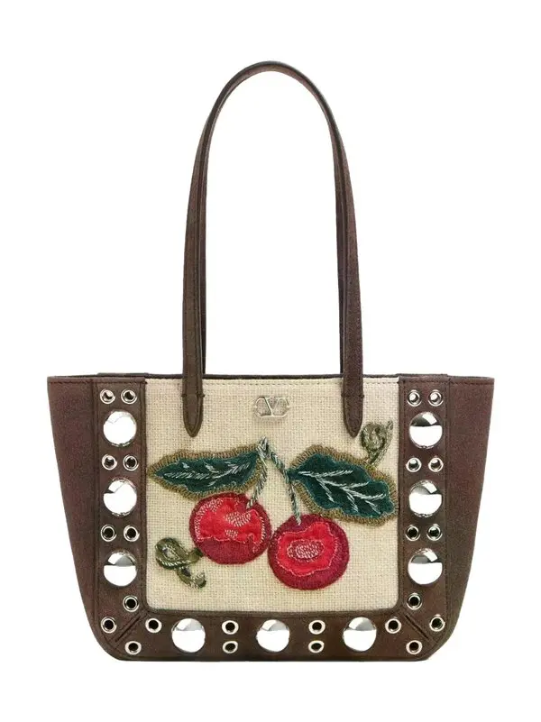 Valentino Garavani Mini Nellcote Embroidered Tote - Brown