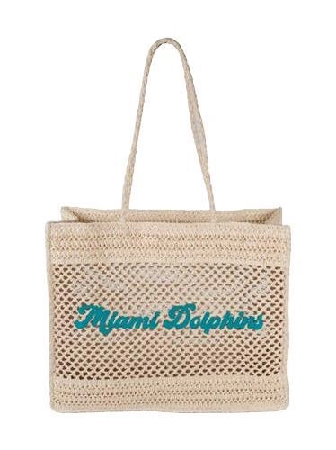 LOGO BRANDS Miami Dolphins Coastal Tote Bag - Tan