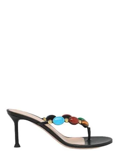 GIANVITO ROSSI Shanti Thong 70 Sandals - Black Suede And Nappa