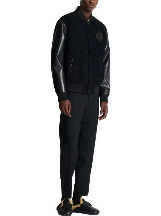 Balmain Varsity Tweed And Faux Leather Jacket - Black