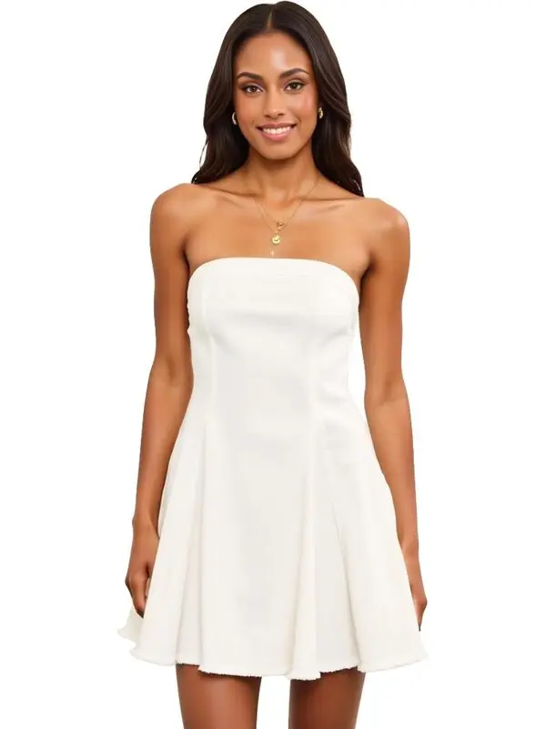 MODENAIRE Strapless Fit-and-flare Mini Dress - White