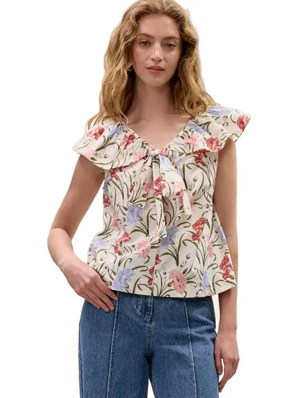 Rebecca Taylor Acosanti Floral Top - Ivory Multi