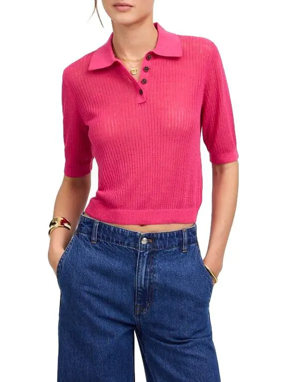 Madewell Short Sleeve Polo Sweater - Bright Pink
