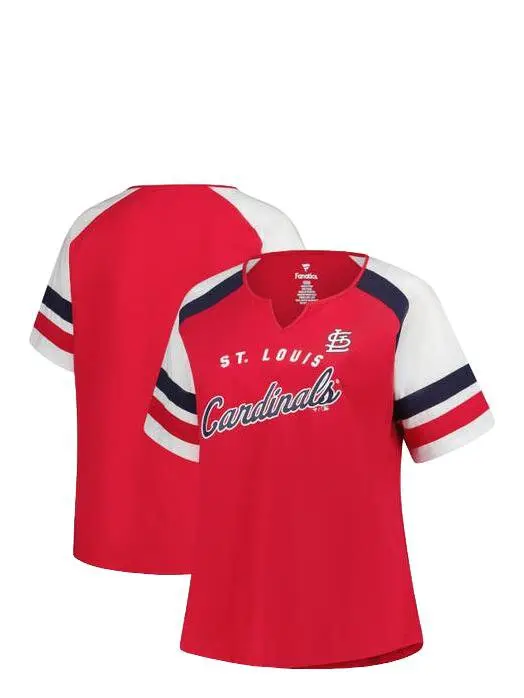 Profile St. Louis Cardinals Plus Sized Arched Notch Neck T-shirt - Red