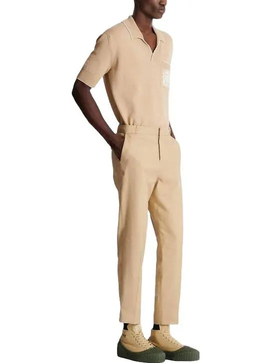 Balmain Straight-leg Tailored Canvas Trousers - Beige