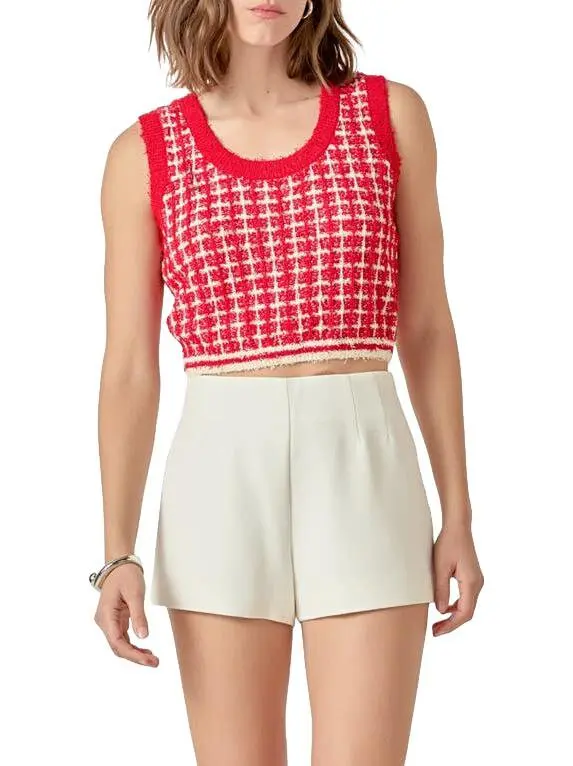 Endless Rose Knit Crop Top - Red/ Cream