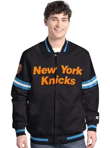 STARTER New York Knicks Scout Varsity Full-snap Jacket - Black