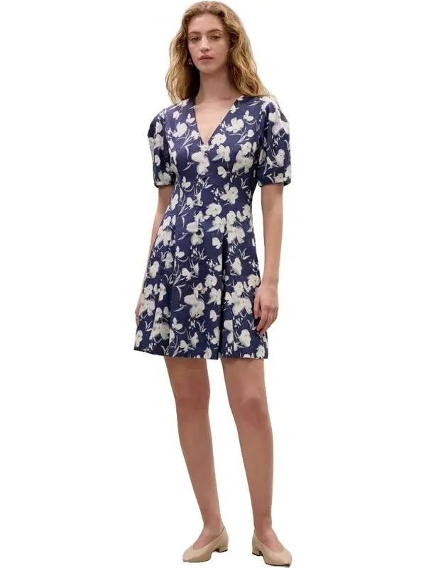 Rebecca Taylor Bea Linen-blend Mini Dress - Navy Combo