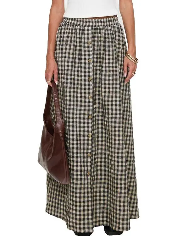 Princess Polly Cartmel Check Maxi Skirt - Black /cream