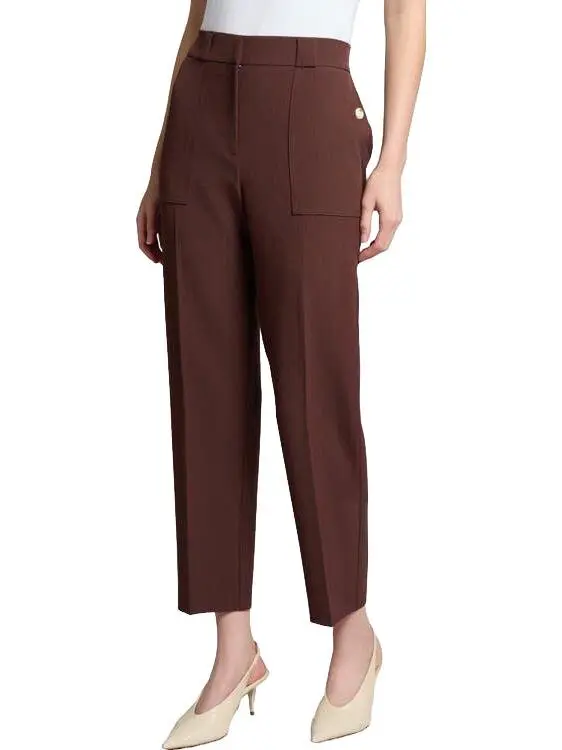 Jones New York Patch Pocket Ankle Straight Leg Pants - Fudge