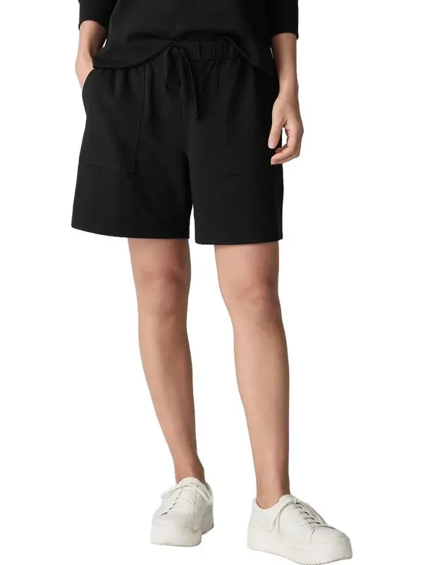 Eileen Fisher Stretch Organic Cotton Drawstring Shorts - Black