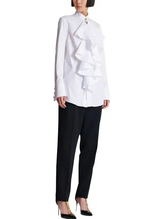 Balmain Ruffled Poplin Shirt - White