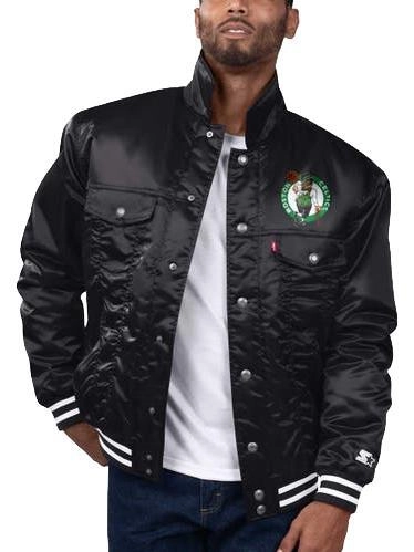 STARTER X Levi's Boston Celtics Silver Label Satin Trucker Jacket - Black