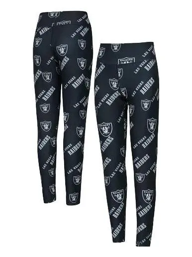 CONCEPTS SPORT Las Vegas Raiders Breakthrough Allover Print Knit Sleep Leggings - Black
