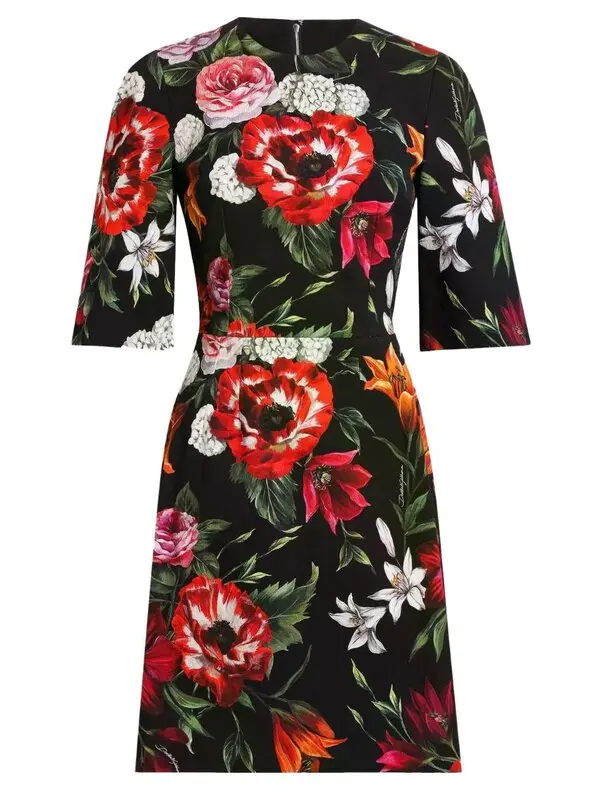 Dolce & Gabbana Floral-print Mini Dress - Black