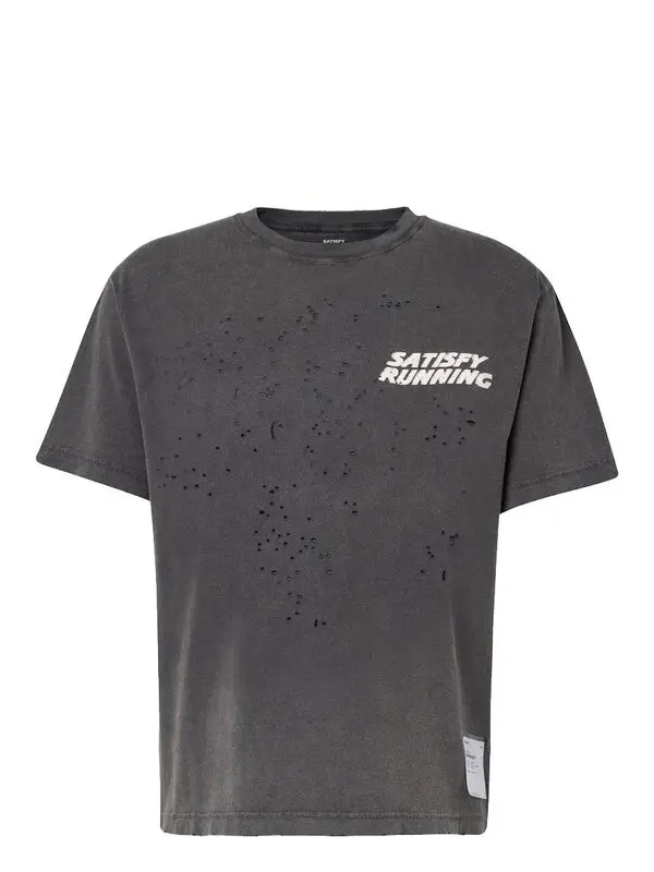 Satisfy Mothtech Distressed Cotton Jersey T-shirt - Grey