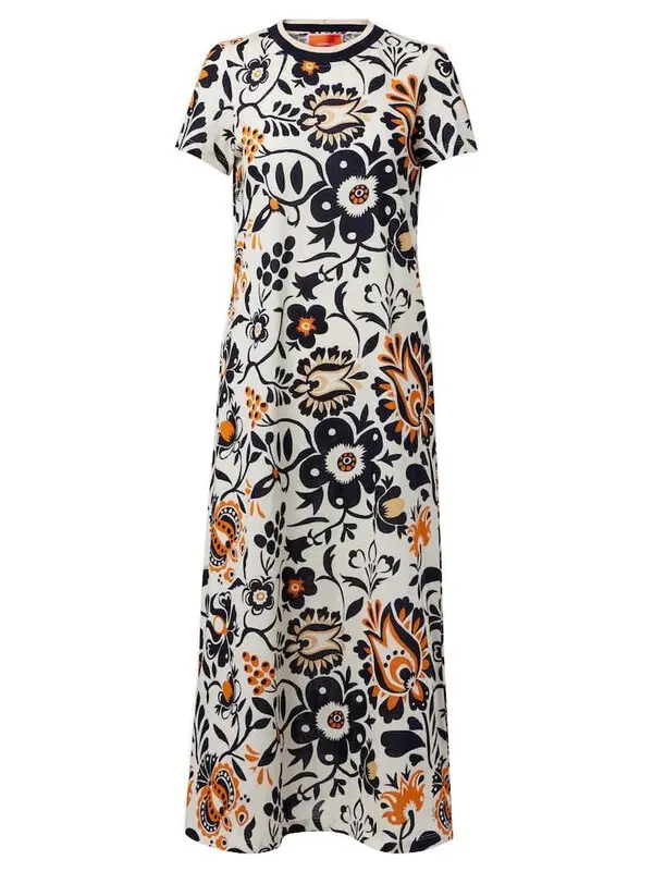 La DoubleJ Sporty Swing Cotton Jersey Midi Dress - Multicoloured