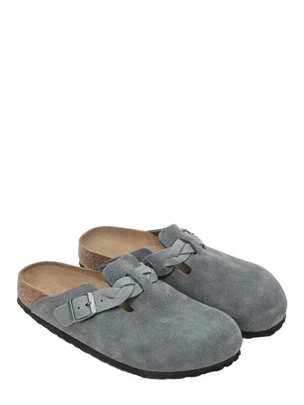 BIRKENSTOCK Braided Suede Leather Slipper - Grey