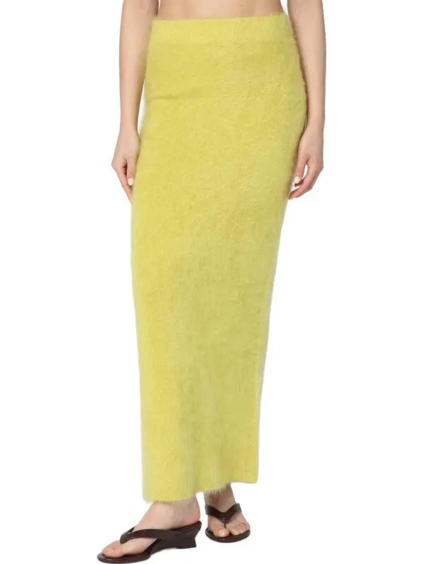 Soft Goat Long Brushed Cashmere Skirt - Yellow