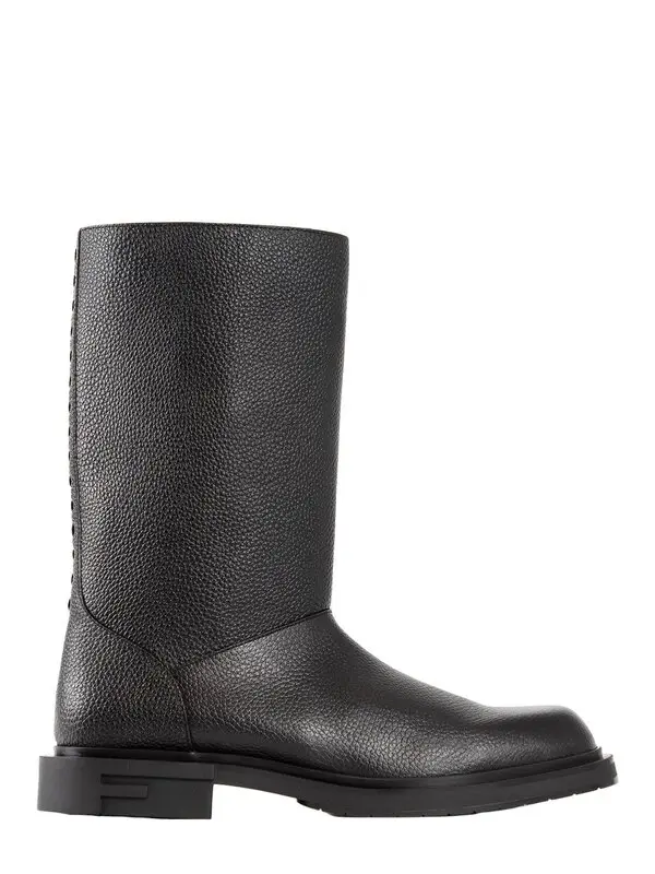 Fendi Leather Frame Boots - Black