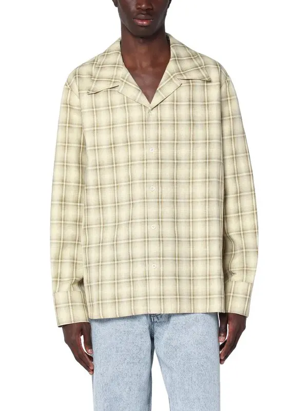 Séfr Ignacio Check Pattern Shirt In Cotton And Linen - Beige
