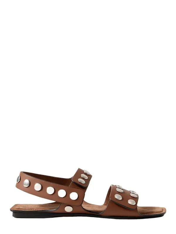 Khaite Boden Studded Leather Sandals - Brown