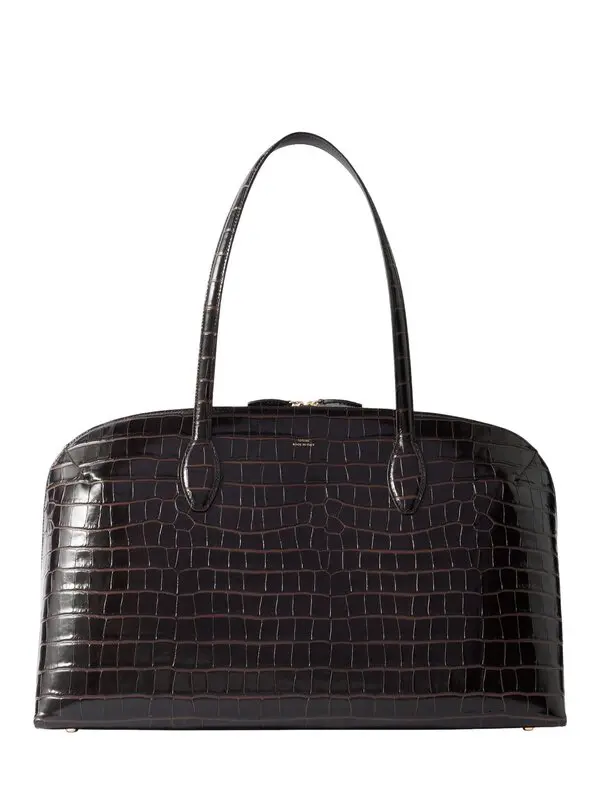 TOTEME Croc-effect Leather Tote - Brown