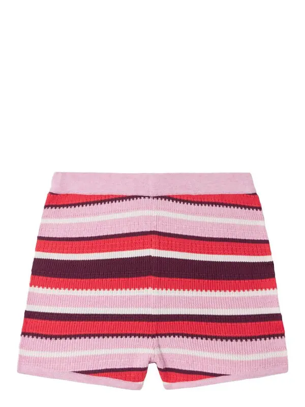 La DoubleJ Veneziana Striped Ribbed Cotton Shorts - Red