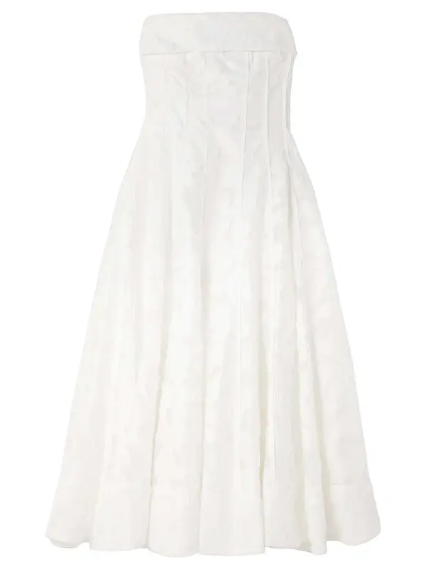 Simkhai Imogen Strapless Fil Coupé Jacquard Midi Dress - White