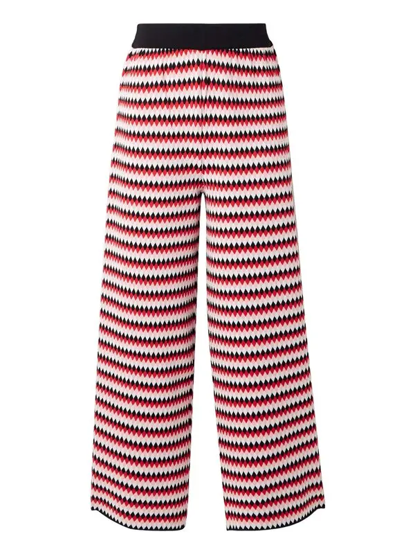 La DoubleJ Cropped Wide-leg Jacquard-knit Pants - Red
